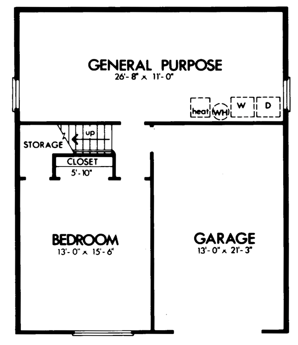 Plan 98389 | Contemporary Style with 2 Bed, 1 Bath, 1 Car Garage