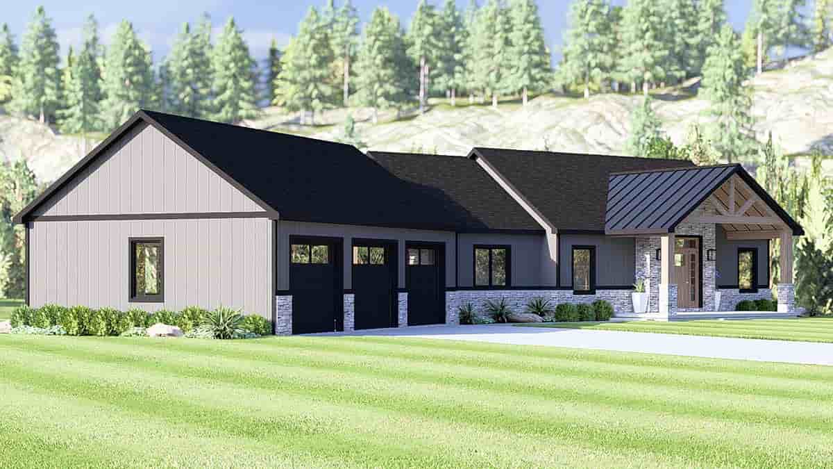 Plan 100705 | Ranch Style with 1 Bed, 2 Bath, 3 Car Garage