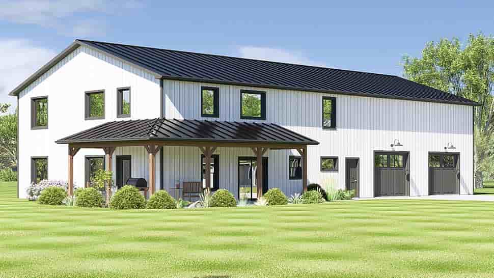 Plan 41854 | Barndominium Style with 4 Bed, 3 Bath, 3 Car Garage