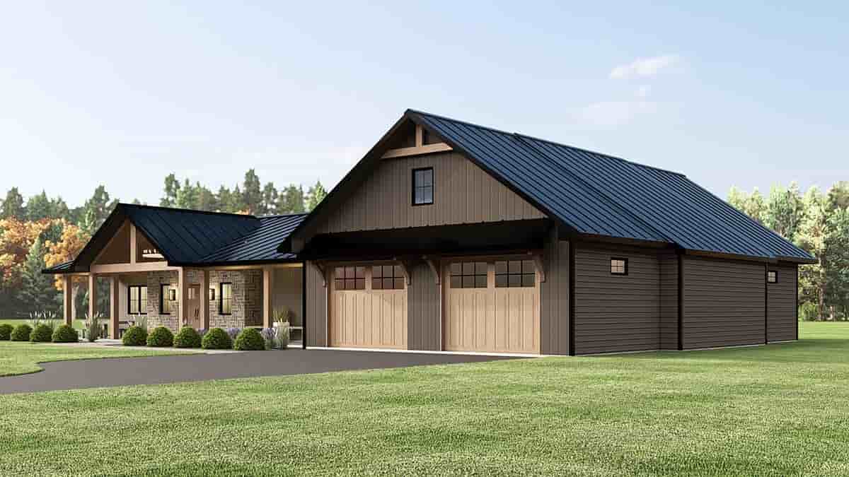 Plan 43993 | Barndominium Plan With 4 Bay Garage / Shop