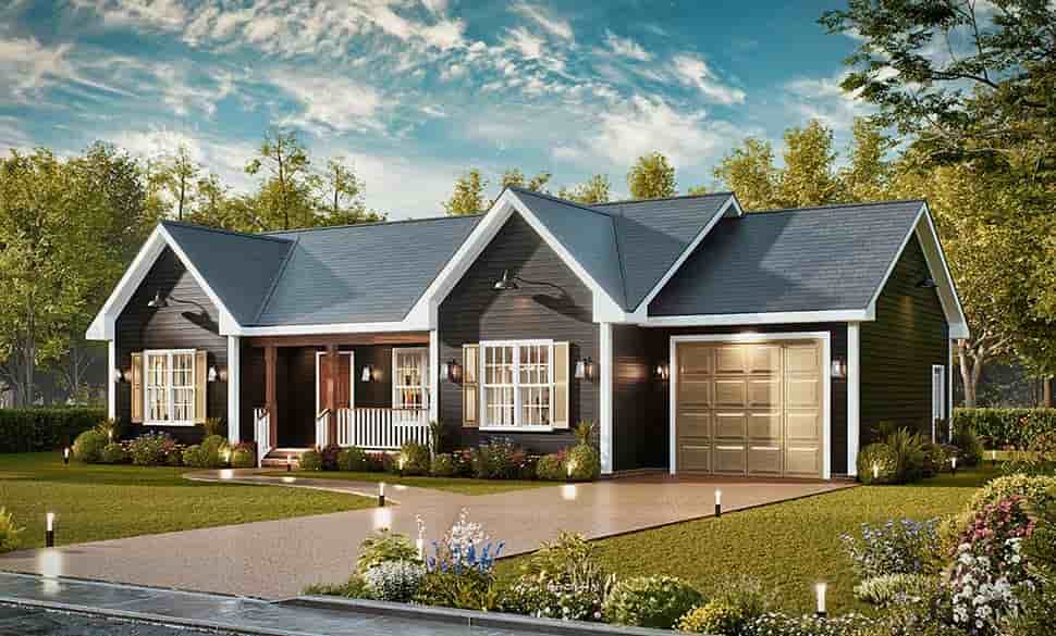 Plan 45515 | Simple Efficient Starter Home for First Time Home Bu