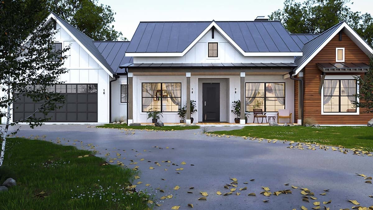 Plan 101109 | Farmhouse Style with 4 Bed, 3 Bath, 2 Car Garage