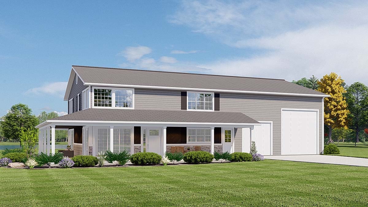 Plan 41864 | Barndominium Home Floor Plan with 2937 Sq Ft, 4 Beds