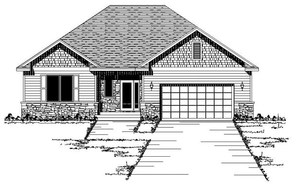 Plan 42092 | Traditional Style with 2 Bed, 1 Bath, 2 Car Garage