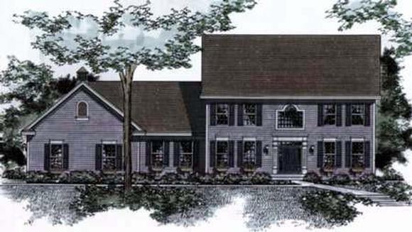 Colonial Style with 4 Bed, 3 Bath - House Plan 42187