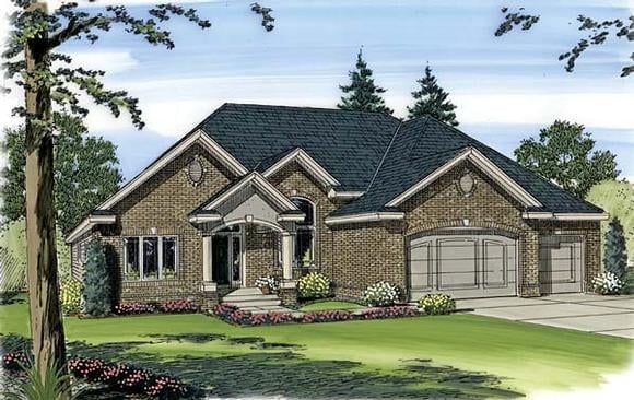 Traditional Style with 1 Bed, 2 Bath, 3 Car Garage - House Plan 44006