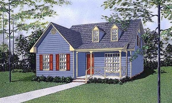 Narrow Lot Style with 3 Bed, 2 Bath - House Plan 45428
