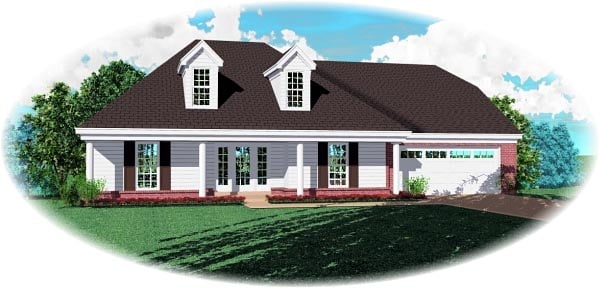 Plan 46798 | Traditional Style with 3 Bed, 2 Bath, 2 Car Garage