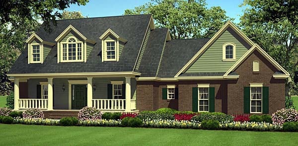 Plan 55602 | Country Styled Home Plans with Split Floorplan