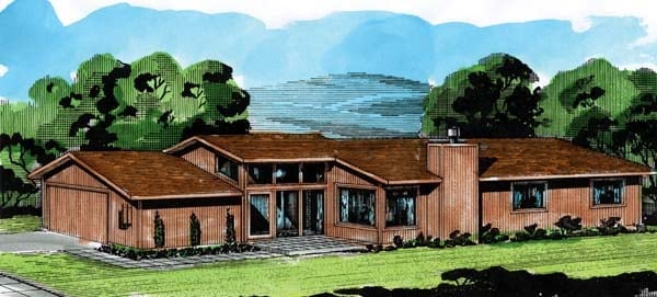 Plan 57358 | One-Story Style with 3 Bed, 2 Bath, 2 Car Garage