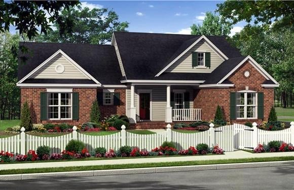 Traditional Style with 3 Bed, 2 Bath, 2 Car Garage - House Plan 59225