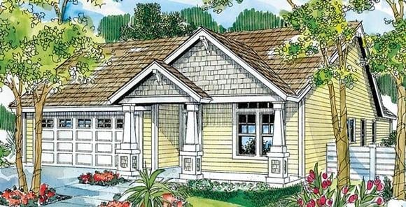 Ranch Style with 3 Bed, 2 Bath, 2 Car Garage - House Plan 59713