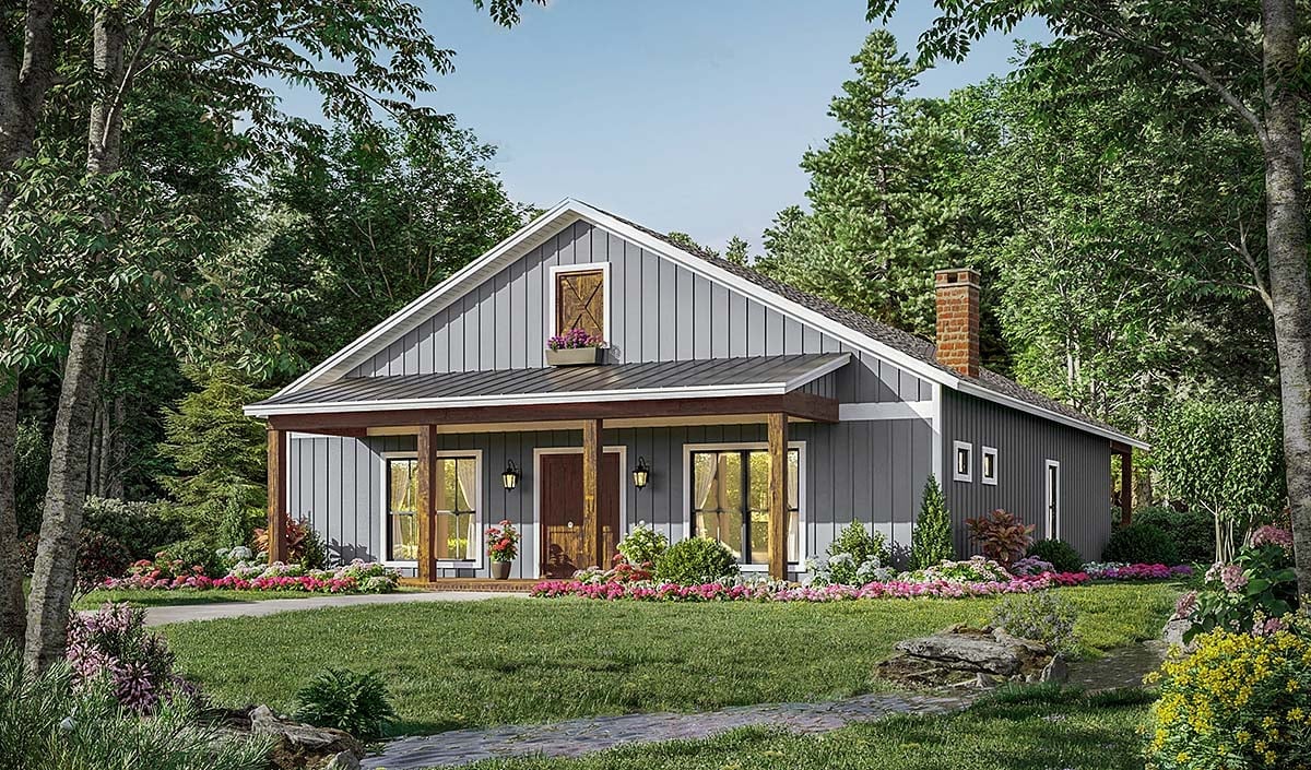 Plan 60135 | Farmhouse Style with 3 Bed, 3 Bath, 2 Car Garage