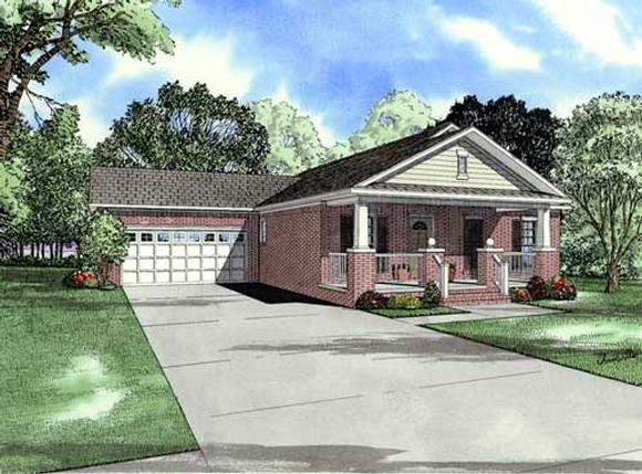 Traditional Style with 3 Bed, 2 Bath, 2 Car Garage - House Plan 62129