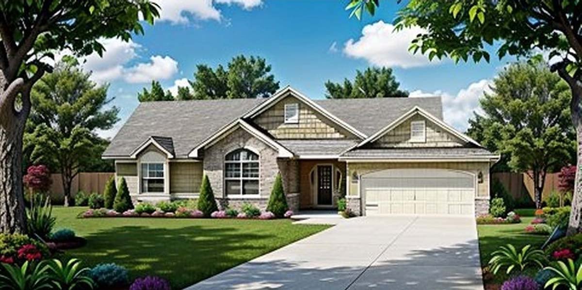 Plan 62608 | Traditional Style with 3 Bed, 2 Bath, 2 Car Garage