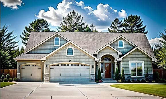 Traditional Style with 3 Bed, 2 Bath, 3 Car Garage - House Plan 62621