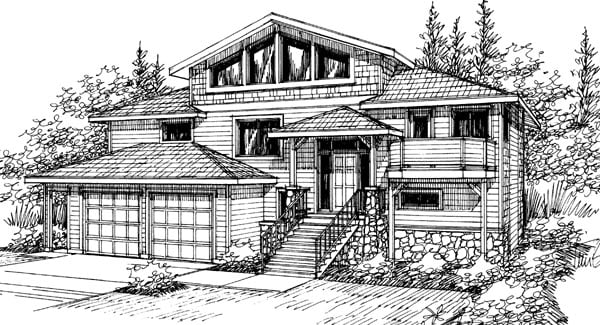 Plan 69436 | Contemporary Style with 4 Bed, 3 Bath, 2 Car Garage