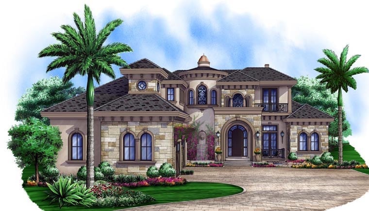 Plan 75912 | Mediterranean Style with 5 Bed, 7 Bath, 3 Car Garage