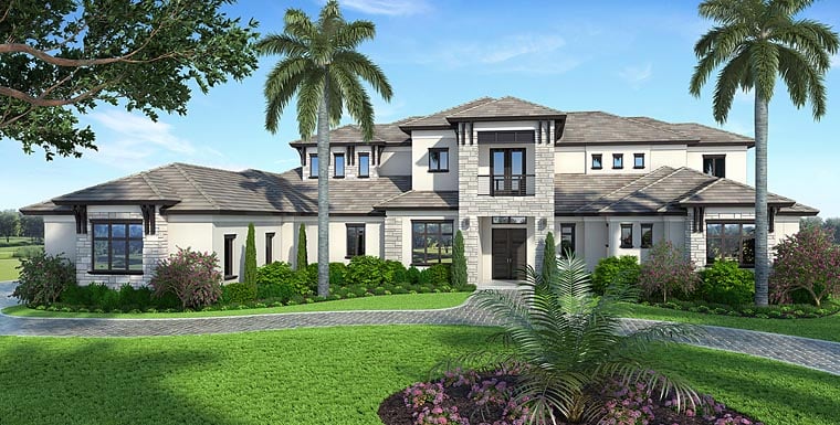 Plan 75963 | Mediterranean Style with 5 Bed, 7 Bath, 4 Car Garage