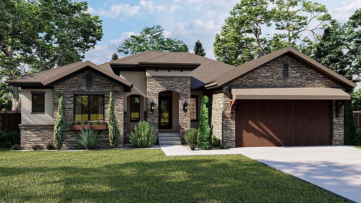 Plan 84970 | Mediterranean Style with 3 Bed, 3 Bath, 2 Car Garage