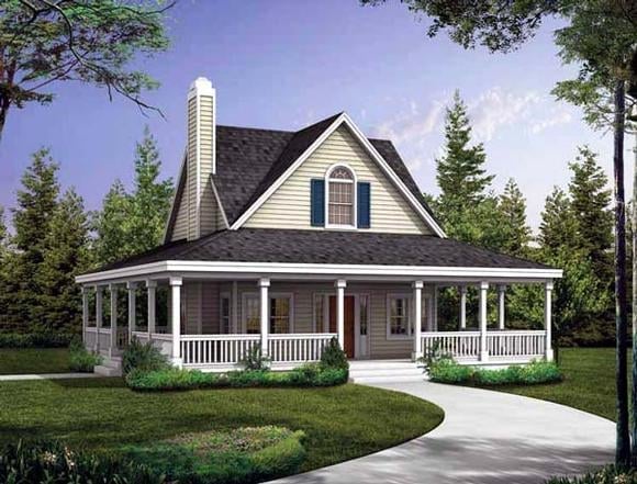 Southern Style with 2 Bed, 3 Bath - House Plan 90234