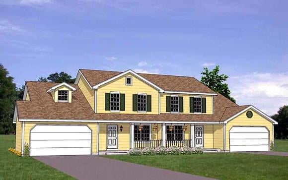 Traditional Style with 8 Bed, 6 Bath, 4 Car Garage - Multi-Family Plan ...