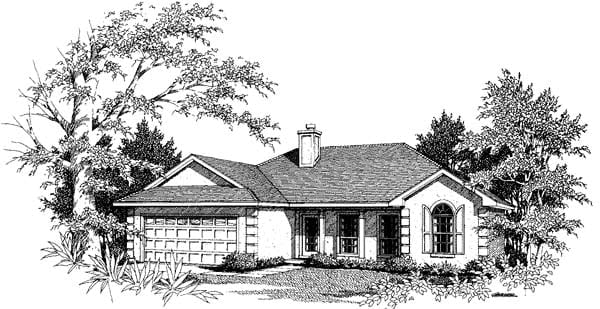 Plan 96573 | Mediterranean Style with 3 Bed, 2 Bath, 2 Car Garage