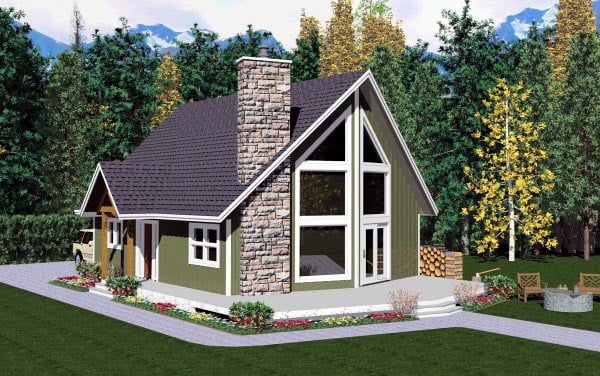 Plan 99946 | Contemporary Cabin Home Plan with Prow Window Wall