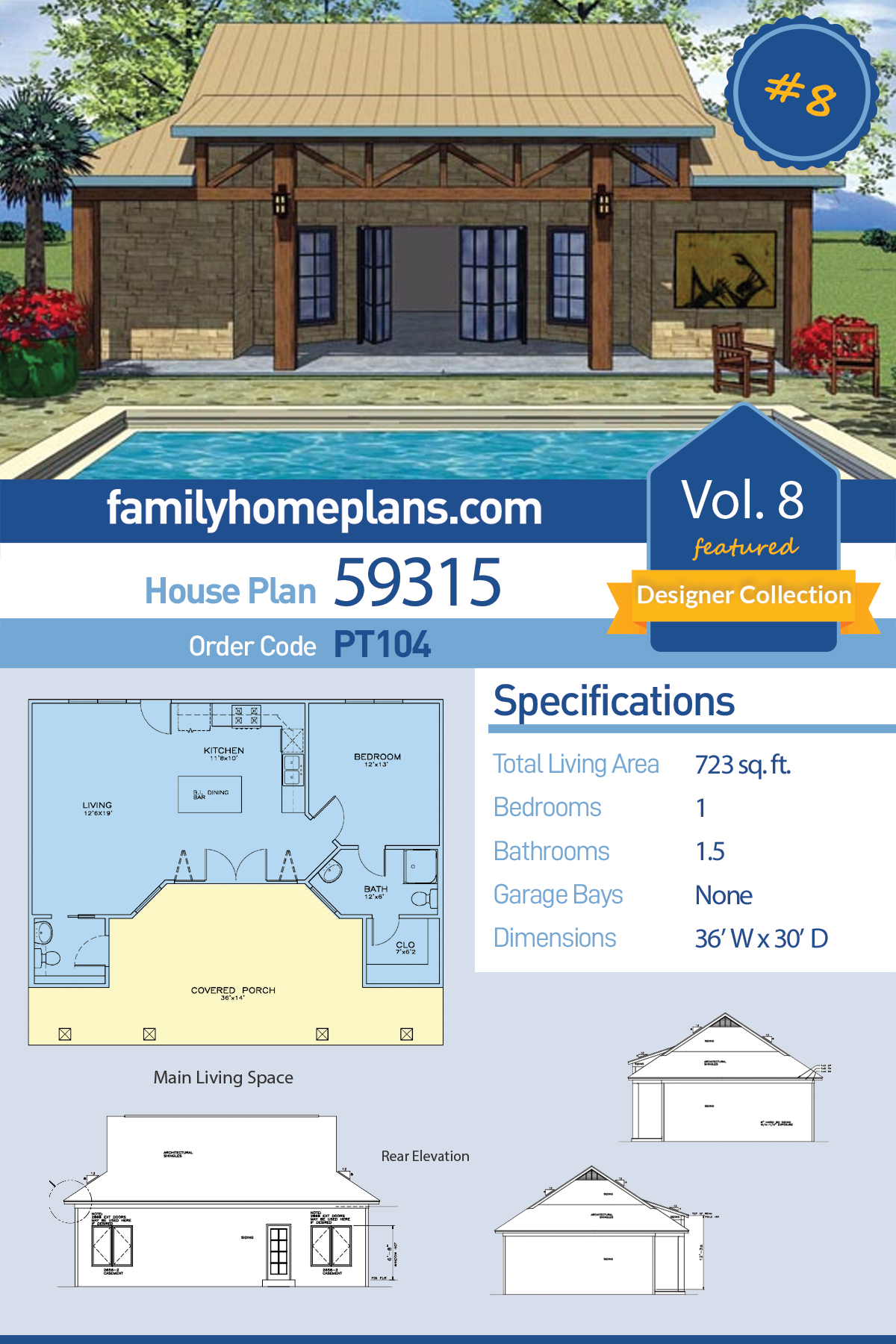 Plan 59315 Tiny House Plan Or Poolside Guest House At Family Home Plans Plan 59315 Tiny House Plan Or Poolside Guest House At Family Home Plans