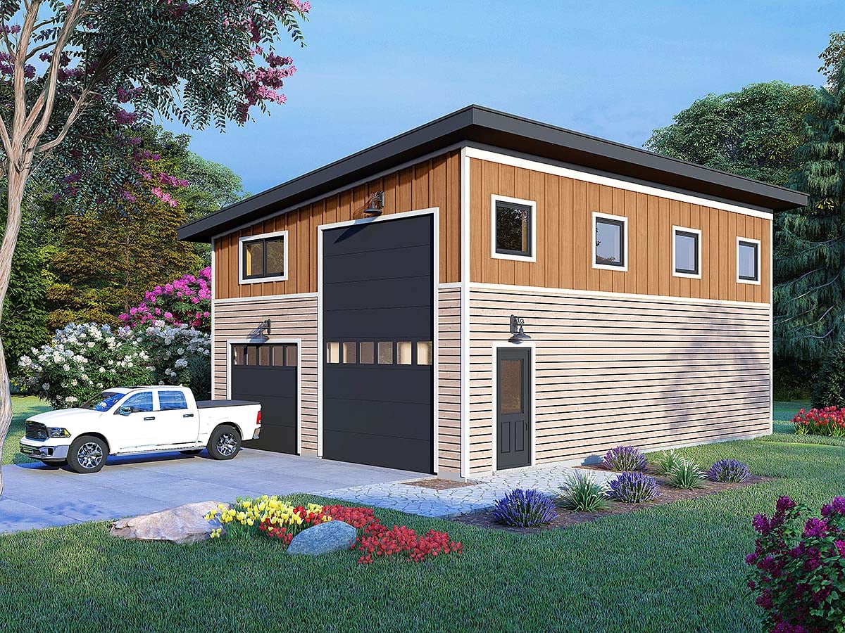 Plan 100334 | Modern Style 2 Car Garage