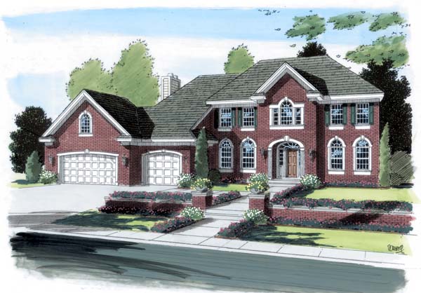 Plan 24801 | Colonial, European House with 4 Bed, 3 Bath, 3 Car