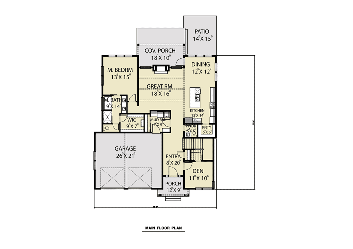 Plan 40988 | Contemporary House with 4 Bed, 3 Bath, 2 Car