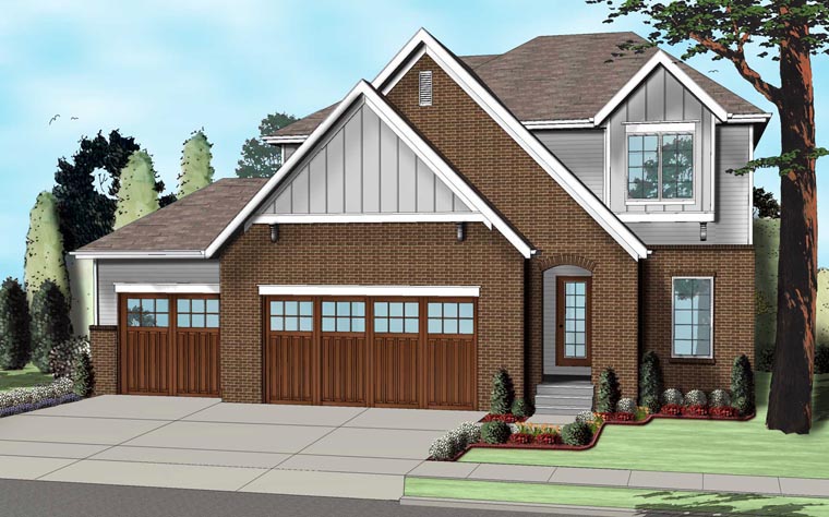 Plan 41108 | Country, European, Traditional House with 4 Bed, 4 Bath, 3 Car