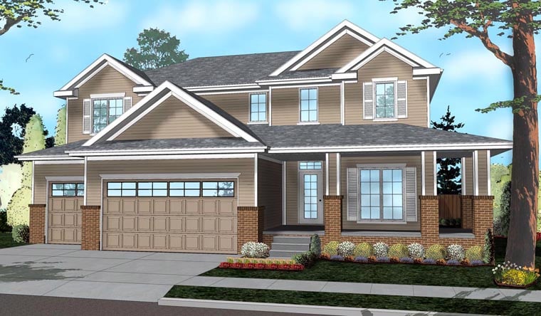 Plan 41120 | Traditional Style with 4 Bed, 3 Bath, 3 Car Garage