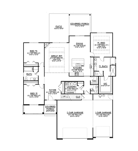 Plan 41828 | Traditional Style with 3 Bed, 3 Bath, 3 Car Garage