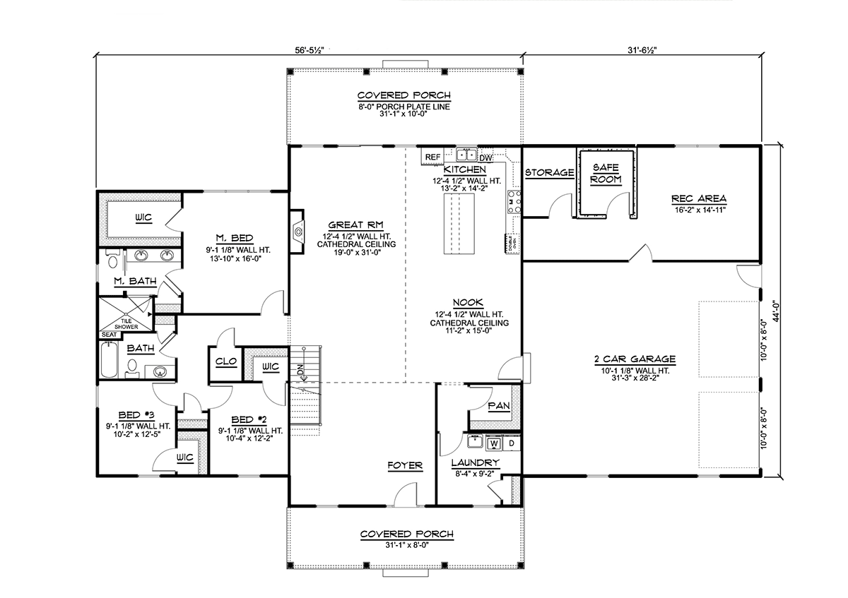 Plan 41886 | Country, Farmhouse House with 3 Bed, 2 Bath, 2 Car
