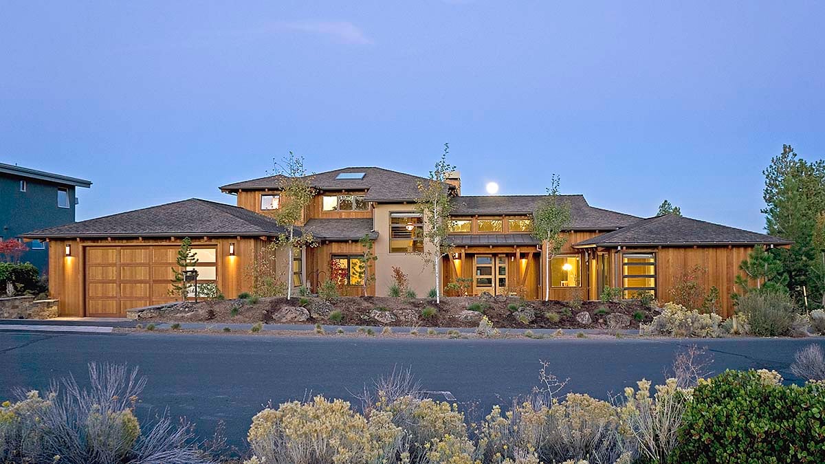 Plan 43335 | Modern Mountain Home Plan with Tandem 3-Car Garage