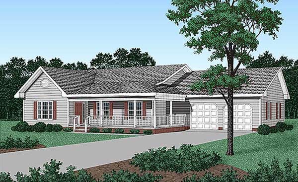 Plan 45212 | One-Story, Ranch House with 3 Bed, 2 Bath, 2 Car