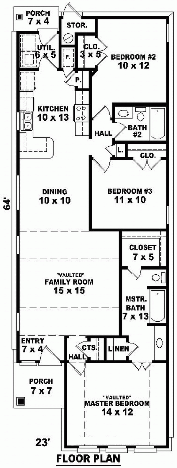 Plan 46435 | One-Story Style, 1336 Sq Ft, 3 Bed, 2 Bath