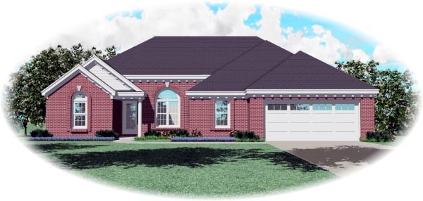 Plan 46603 | One-Story, Traditional House with 3 Bed, 2 Bath, 2 Car