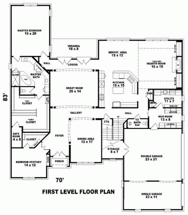 Plan 47344 | House with 4 Bed, 4 Bath, 3 Car