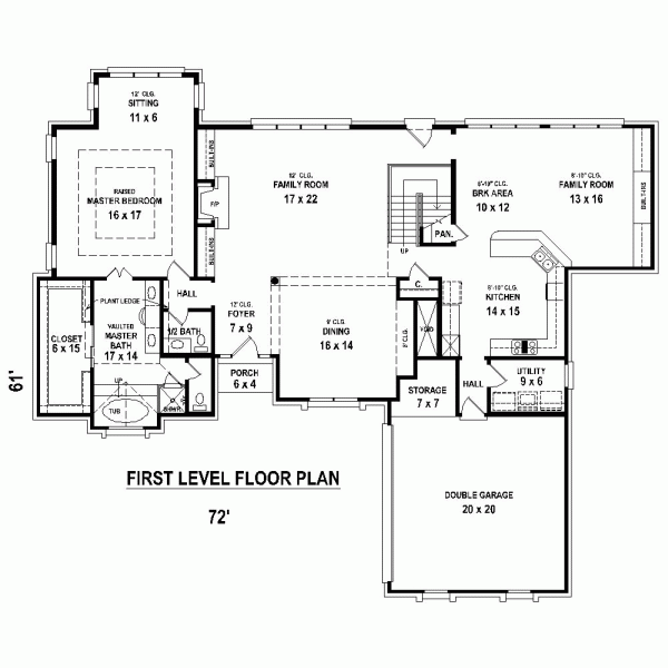 Plan 47475 | House with 4 Bed, 3 Bath, 2 Car