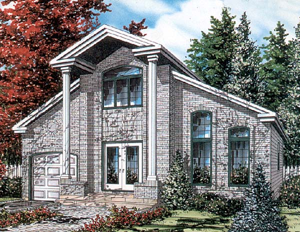 Plan 48019 | European, Narrow Lot House with 3 Bed, 2 Bath, 1 Car