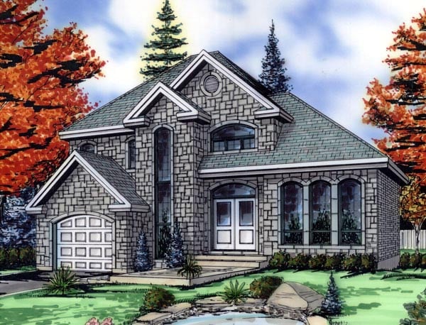 Plan 48259 | European House with 3 Bed, 2 Bath, 1 Car