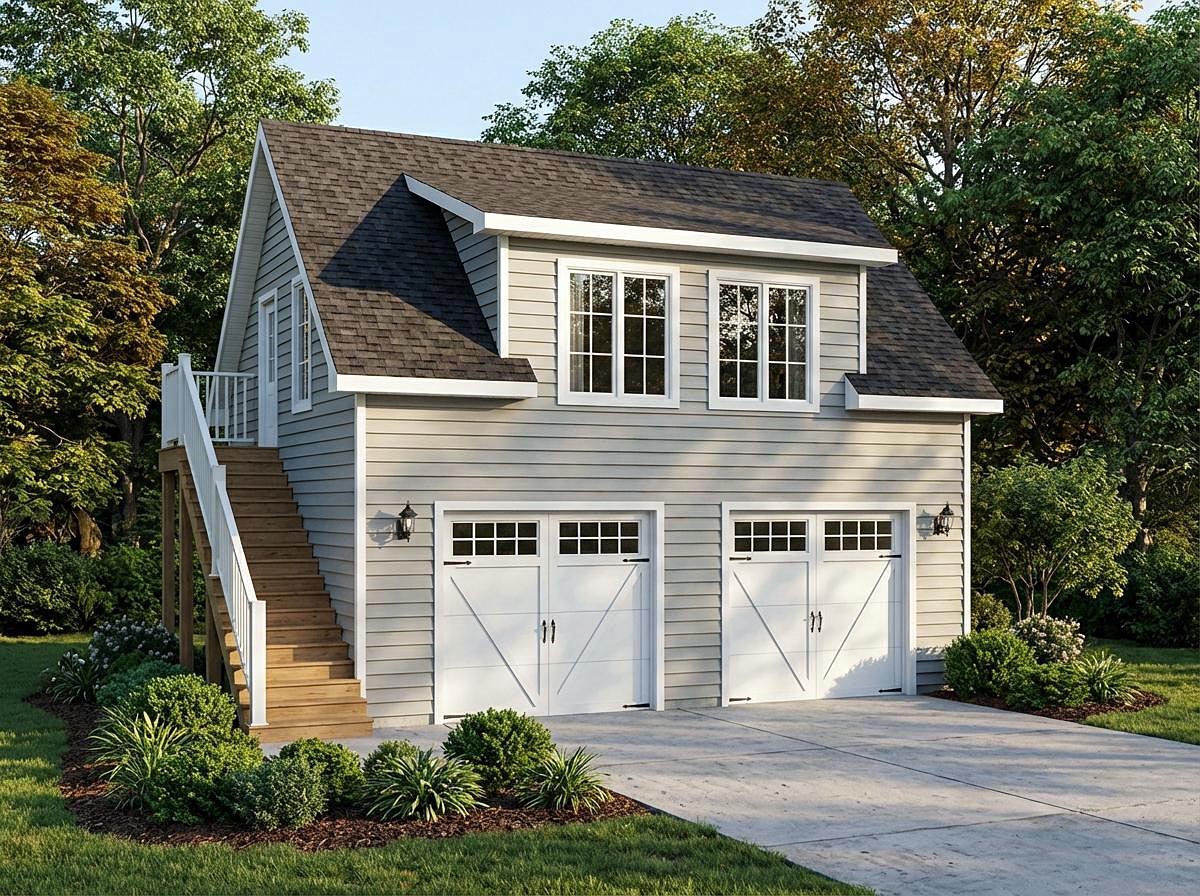 Plan 49036 | 2 Car Garage with 1 Bed, 1 Bath