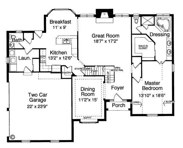 Plan 50023 | European, Traditional House with 4 Bed, 3 Bath, 2 Car