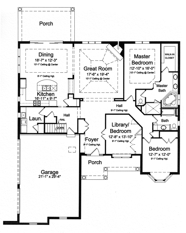 Plan 50188 | Traditional House with 3 Bed, 2 Bath, 3 Car