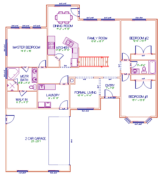 Plan 50463 | House with 5 Bed, 3 Bath, 2 Car