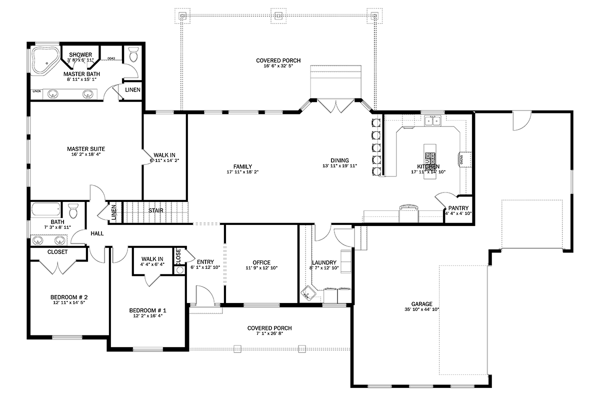 Plan 50484 | House with 5 Bed, 3 Bath, 3 Car