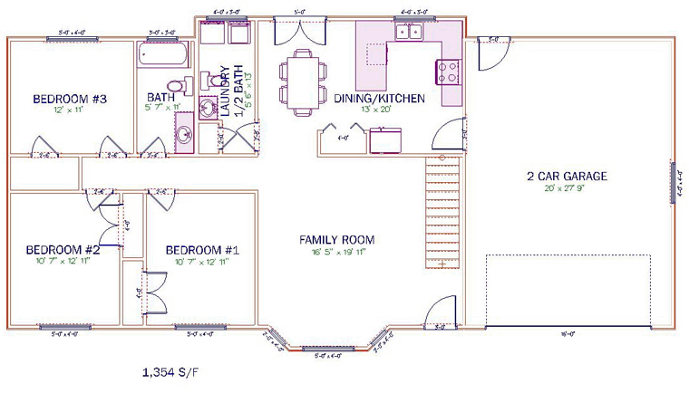 Plan 50493 | House with 5 Bed, 3 Bath, 2 Car
